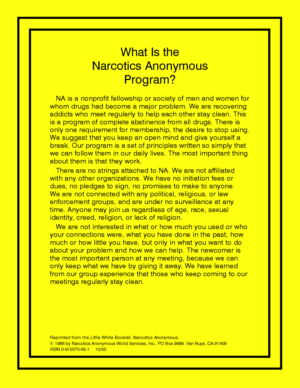 Group Readings - Narcotics Anonymous | San Diego & Imperial Counties Region