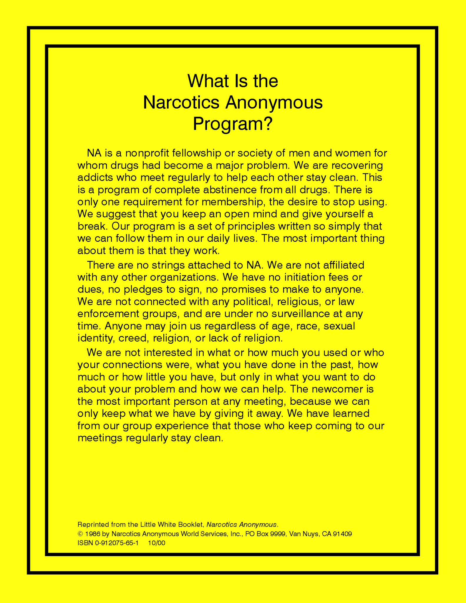 Group Readings - Narcotics Anonymous | San Diego & Imperial Counties Region